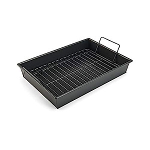 Chicago Metallic Pro Non-Stick Roast and Broil Baking Pan with Rack, 13-Inch-by-9-Inch, Dark Gray