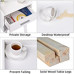 Lerliuo White Nightstand, Modern Bedside Table with Drawer, Wood End Table for Small Space, Side Table with Storage, Night Stand for Bedroom/Living Room/Dorm 26.38''H