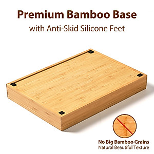 Umilife Bamboo Kitchen Drawer Organizer, 9 Inch Silverware Utensils Tray Holder for Small Drawer, Wood Caddy for Flatware Cutlery Knives