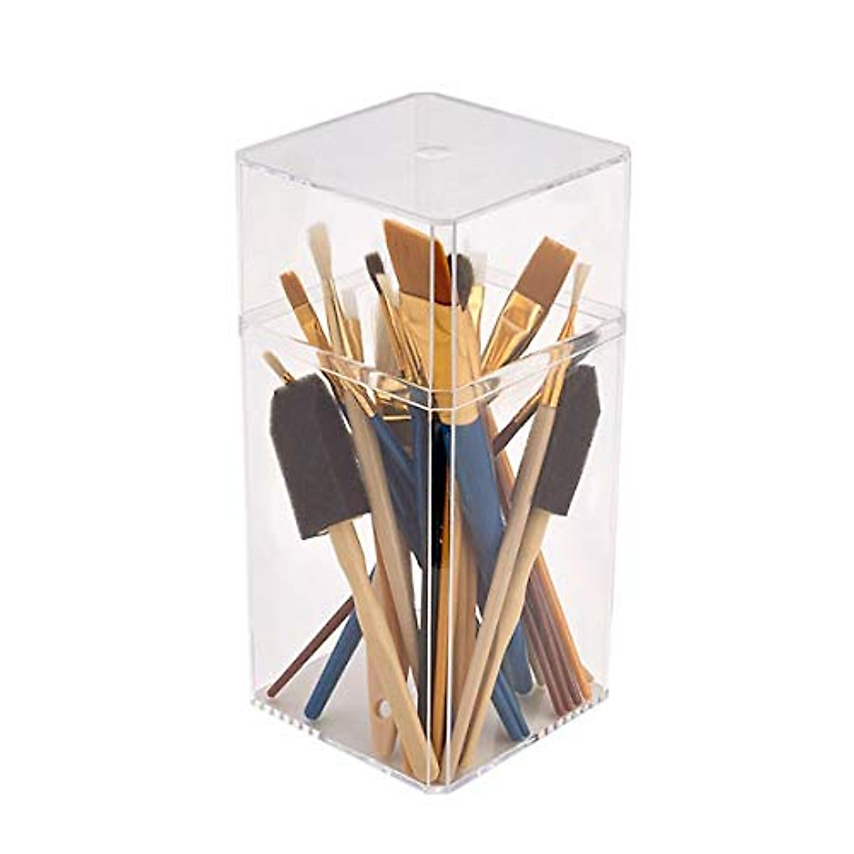 Pioneer Plastics 048C Clear Large Tall Rectangular Plastic Container, 3.75" W x 3.75" D x 8.25" H, Pack of 2