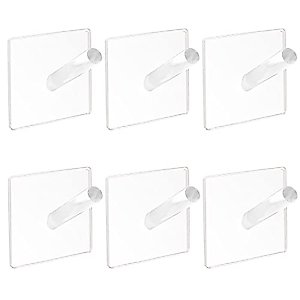 Watpot Acrylic Hat Hooks for Wall, Clear Adhesive Hooks for Hanging Towel Coat Bag, 6 Pack