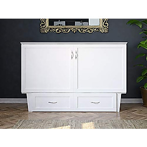 Atlantic Furniture Monroe Murphy Bed Chest with Charging Station, White