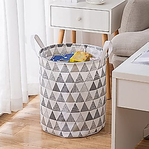 AOKID Round Laundry Hamper with Handles, Collapsible Laundry Basket Saving Space Clothes Storage Basket for Home Office Toy Organizer Grid