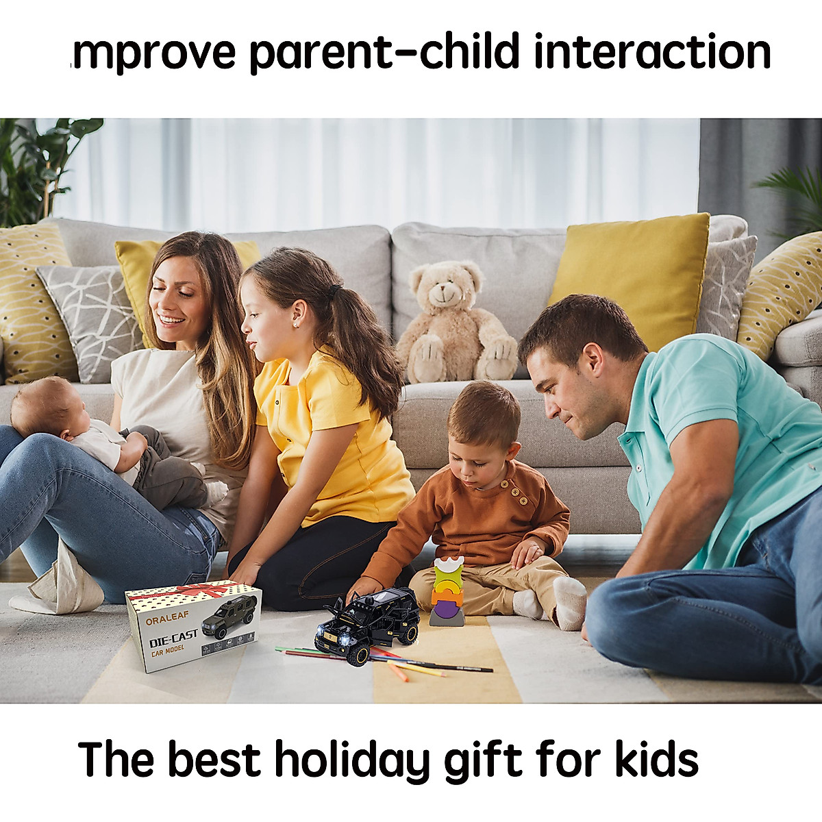 ORALEAF Die Cast Metal Toy Cars, 1/24 Scale Off-Road Car Toy Model with Sound and Light, Gifts for 3 Year Old Boys and up