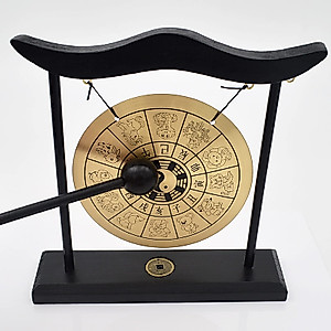 Feng Shui Brass Gong Desktop Zen Art for Fortune + Free Red String Bracelet H1304