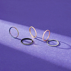 Yaoyaoyors 316 stainless-steel Hinged Nose Rings 18G(1.0mm) 8mm Diamonds Unisex Septum Clicker Helix Cartilage Earrring Hoop Conch Daith Helix Tragus Piercing Jewelry,Bright Silver Color