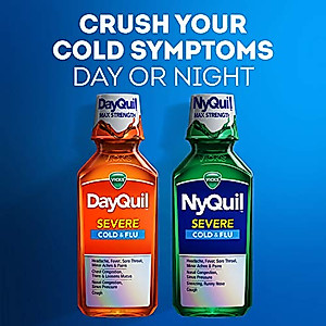 Vicks DayQuil SEVERE Cough, Cold and Flu, Berry Flavor, 12 Fl oz (Non-Drowsy) - Sore Throat, Fever, and Congestion Relief