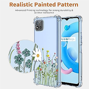 GTBDEKI Phone Case for Realme C20/Realme C20A/Realme C11 2021 Case RMX3063 Case with Screen Protector, Clear Case with Flower Garden Patterns Protective Phone Cover for Oppo Realme C20 Flower Bouquet