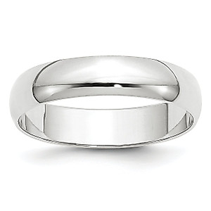 Solid 14k White Gold 5 mm Rounded Wedding Band Ring Size 7
