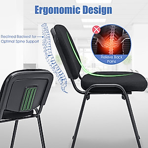 Byroce 4Pcs Conference Chair, Modern Stackable Chairs with Ergonomic Lumbar Support & Comfort Seat Back Sponge Cushion, Reception Side Chair with Sturdy Steel Frame, Black (4)
