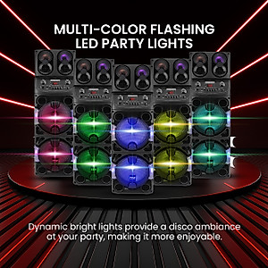 Pyle Portable Bluetooth PA Speaker - 600W Dual 10” Rechargeable Indoor/Outdoor BT Karaoke Audio System -LED Display, FM/AUX/MP3/USB/SD, 1/4" in, Handle, Wheels -Wireless Mic, Remote Control