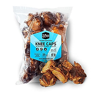 Sitka Farms Premium Beef Knee Caps Smoked Dog Bones | Long Lasting Dog Treats for Aggressive Chewers  |  Free Range - Grass Fed Beef Cattle | for Small - Large and Medium Breed Dogs | (25 Count)