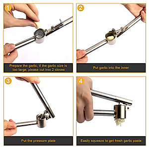 Garlic Press, 304 Stainless Steel Garlic Mincer & Crusher, Heavy Duty, Easy Squeeze, Rust Proof, Easy Clean