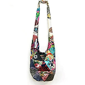 NYANPOS Foreign trade original Hippie Crossbody Bag Women Shoulder Handbags Canvas Ethnic Style Bag Bohemian Hobo Bags (Triangle Patchwork)