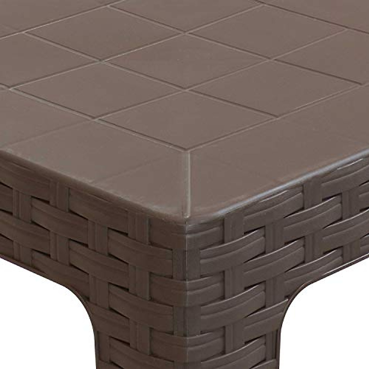 Sunnydaze 18-Inch Square Indoor/Outdoor Plastic Side Table - Set of 2 Tables - Brown