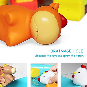 Bath Toys Floating Bath Farm Toys(8PCS),Baby Soft Bath Time Toys,Bathtub Learning Dogs Ducks Sheep Hen Pig Bath Toys and Bathroom Toys for Toddlers