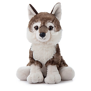 The Petting Zoo Timber Wolf Stuffed Animal, Gifts for Kids, Wild Onez Zoo Animals, Timber Wolf Plush Toy Sitting 12 inches