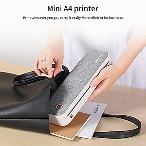 HHOP PeriPage A4 Paper Printer Mobile 210mm Mini Mobile Photo Printer USB BT Connection with 1 Roll Thermal Paper Support 2''/3''/4'' Paper Width Printing PDF Documents Webpage Contract Images