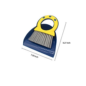Mini Dustpan Set of Collecting Tray and Brush Small Dustpan and Brush Set(Deep Blue)