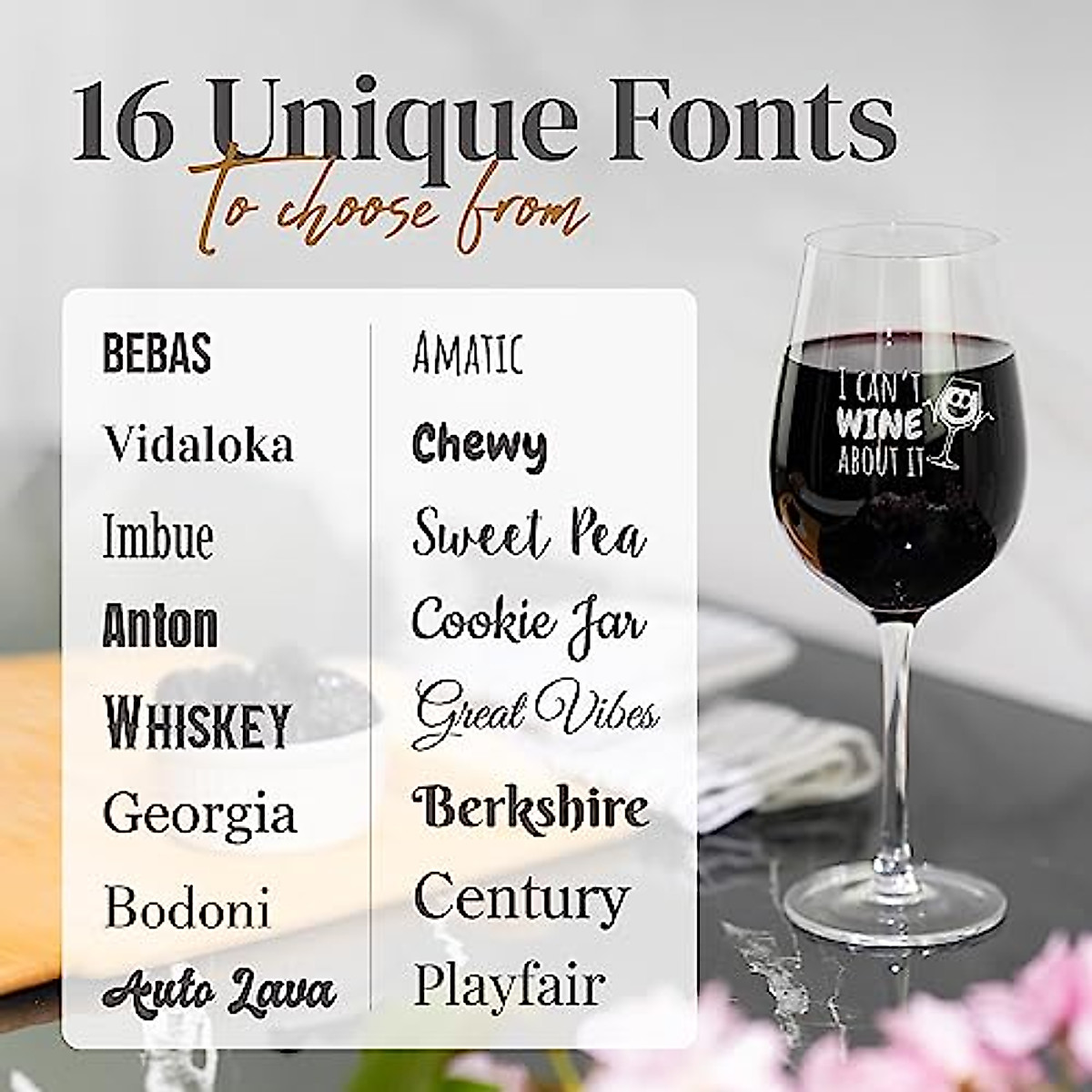 Custom 17oz Stemmed Wine Glass with Your Custom Logo Design or Personalized Text - Permanent Laser Engraving - Wedding Favors, Corporate Gifts, Birthdays, Parties or Events