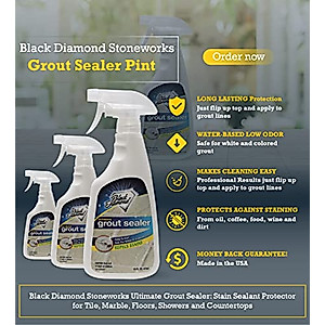 Black Diamond Stoneworks Ultimate Grout Sealer: Stain Sealant Protector for Tile, Marble, Floors, Showers and Countertops.