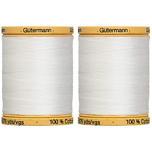 2-Pack - Gutermann Natural Cotton Thread Solids 876 Yards Each - White (800C 5709)