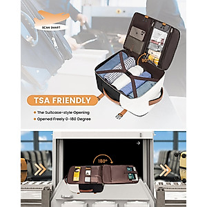 LOVEVOOK Travel Backpack for Women, TSA Carry On Backpack Flight Approved Luggage, 40L Water Resistant Personal Item Daypack Large Weekender Bag fit 17 inch Laptop with 3 Cubes, Beige-black-brown