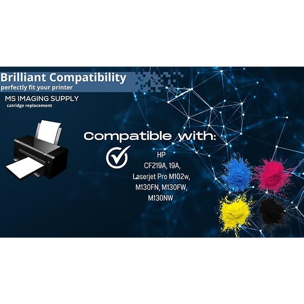 MS Imaging Supply Compatible Drum Replacement for HP CF219A, 19A, Works with: Laserjet Pro M102w, M130FN, M130FW, M130NW (Black)