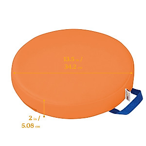 ECR4Kids SoftZone Floor Cushions with Handles, 2" Deluxe Foam, Round, Orange, (6-Pack)