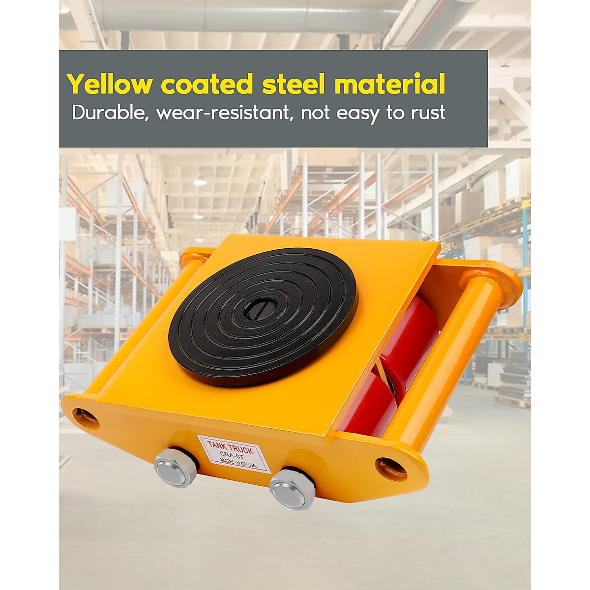 GCCSJ 6T Machinery Skate Dolly, 13200lbs Machinery Moving Skate Machinery Mover Skate with 360° Rotation Cap, Dolly Machinery Skate for Industrial Moving Equipment