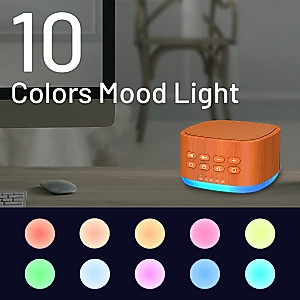Magicteam White Noise Machine 10 Colors Lights and 25 Soothing Sounds Sleep Sound Machine with 5 Timers with Memory Feature Portable Sound Machine for Baby Adults. (Wood)