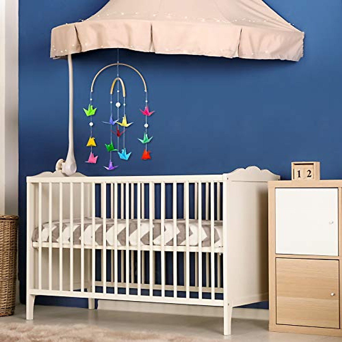 Nursery Mobile Crib Bed Bell Ceiling Wooden Wind Chime Hanging DIY Wooden Frame Ornaments Handmade Kit for Infant Toys Nursing Accessories Nurse Charms (Semi-Circular)