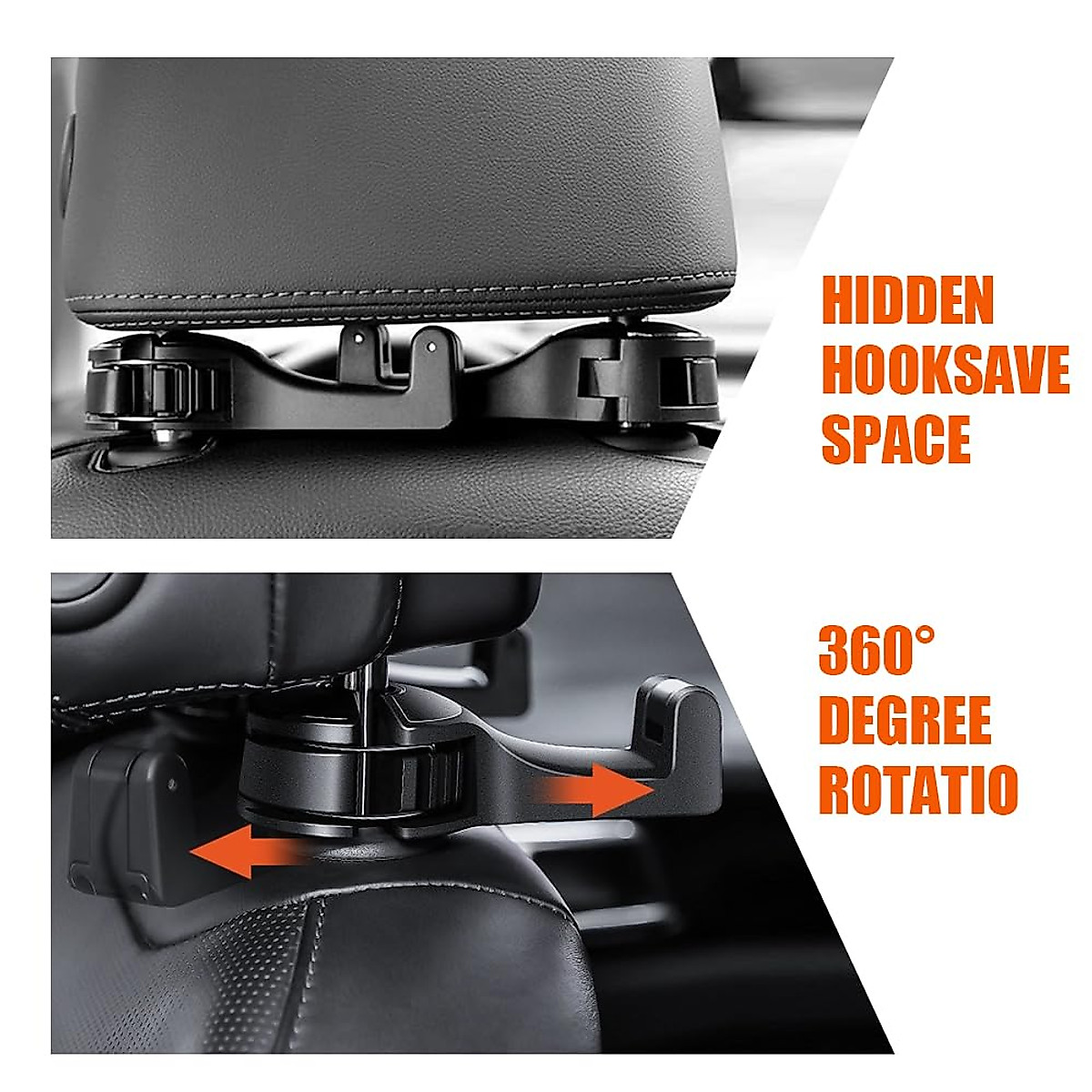 DWARFOO 2 Pack Car Headrest Hook with Phone Holder, 2 in 1 Car Vehicle Back Seat Headrest Mobile Phone Holder Hanger Holder Hook for Bag Purse Cloth Grocery (Blue)