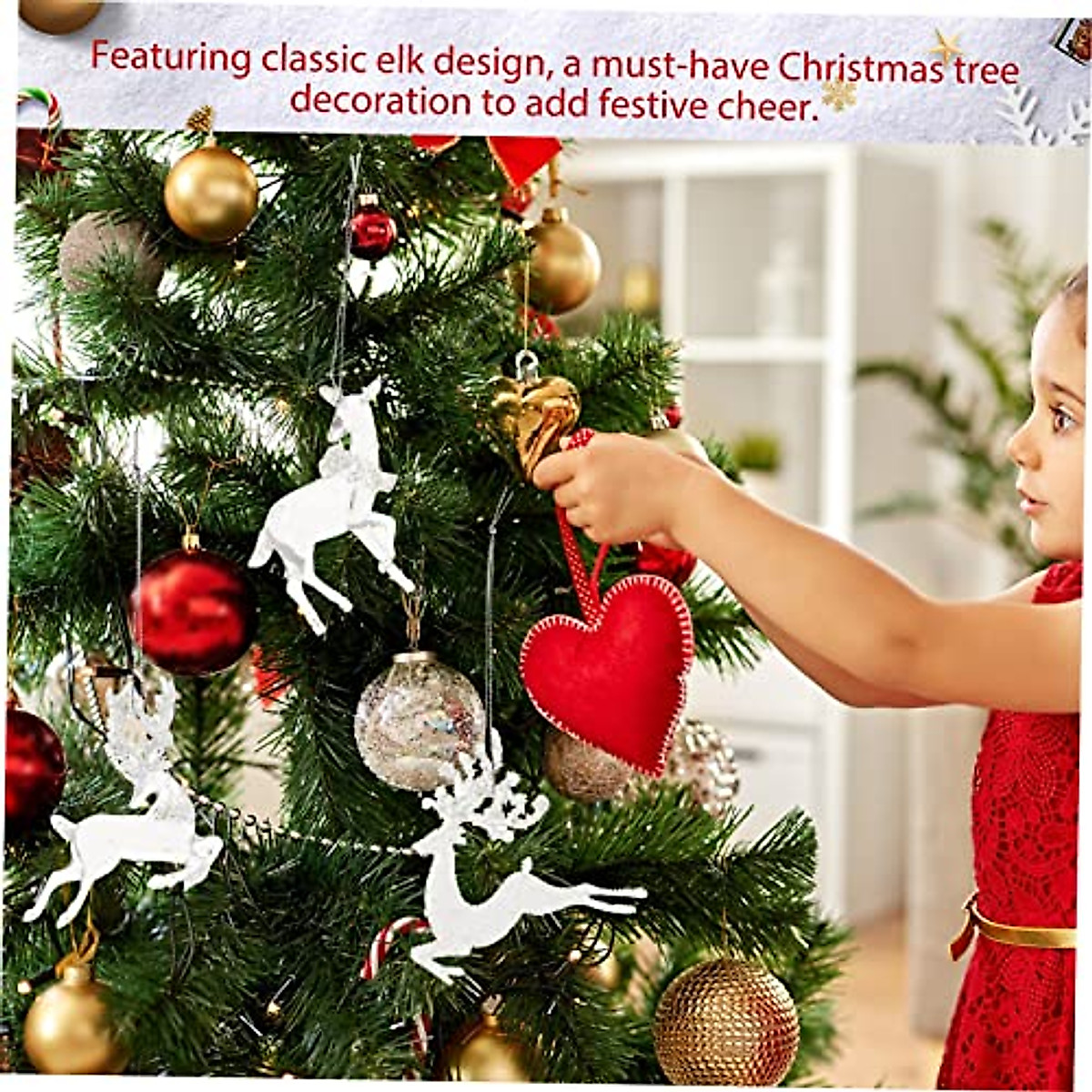 Abaodam 3pcs Deer Pendant Christmas Decor Flying Deer Ornament Acrylic Reindeer Figurine Elk Pendant Decor Elk Xmas Decor Elk Decoration Christmas Elk Pendant Acrylic Christmas Tree