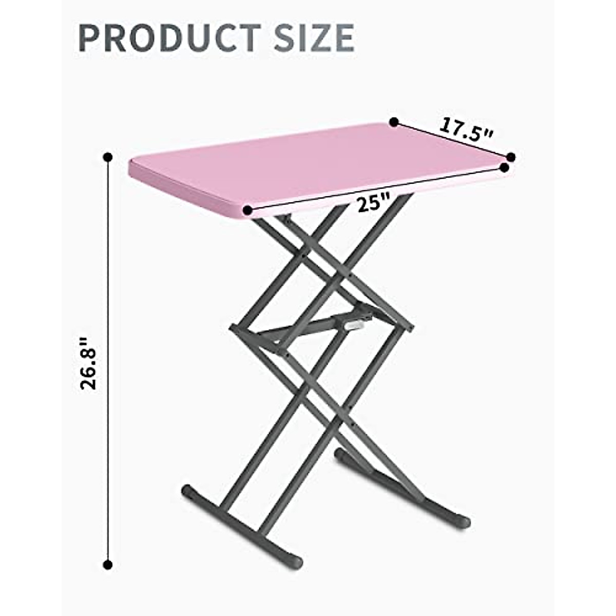 SOUNDANCE Small Folding Table, Adjustable TV Tray, Portable Dinner Table, Lightweight, Zero Assembly, Easy to Fold and Storage, Sturdy Desk for Home Garden Office Indoor Outdoor Use, Pink