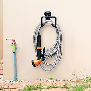 Besiter Garden Hose 50FT Stainless Steel Water Hose with 10 Functions Adjustable Spray Nozzle, Heavy-Duty Metal Garden Hose Flexible Durable No-Tangle & Kink Leak Dog Proof Hose for Yard Lawn(Orange)