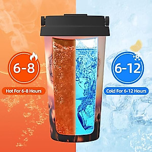 GTKSYNVE Reusable Coffee Mug with Lid and Handle, Dandelion in the Sunset Tumbler for Hot & Cold Drinks 16oz Stainless Steel Insulated Coffee Tumblers Double Wall Vacuum Thermal Cup