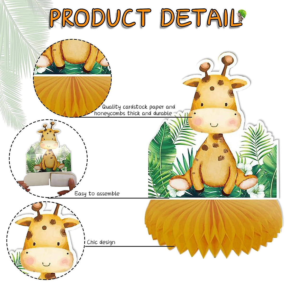 LLMSIX 9 Pcs Safari Honeycomb Centerpieces Jungle Baby Shower Decorations Safari Centerpieces for Tables Jungle Safari Animal Honeycomb Centerpieces for Jungle Safari Themed Birthday Party Supplies