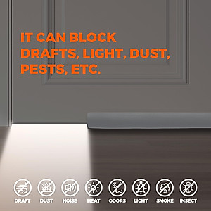 Holikme 36 inches Double Side Draft Stopper Noise Blocker for Bottom of Door Adjustable Door Sweeps, Grey