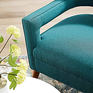 Modway Sheer Upholstered Fabric Mid-Century Modern Accent Lounge Arm Chair in Teal