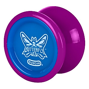 Duncan Toys Butterfly XT Yo-Yo with String, Ball Bearing Axle and Plastic Body, String Trick Yo-Yo, Purple with Blue Cap