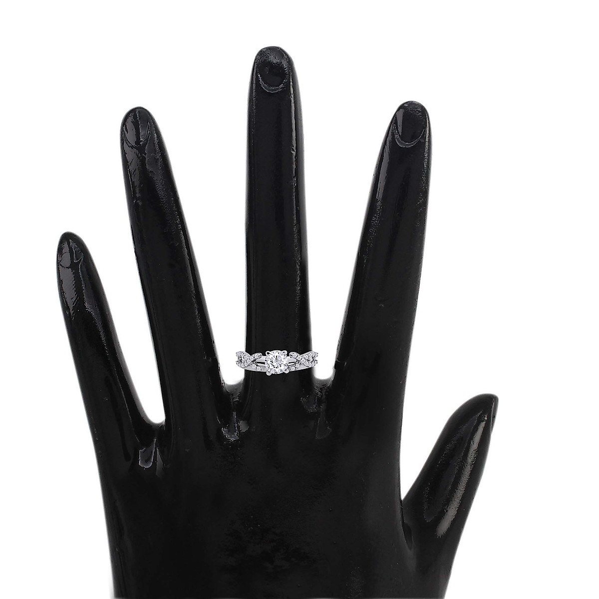 0.38 Carat Round White Cubic Zirconia Infinity Enhancer Guard Ring 14K White Gold Over Sterling Silver Ring Size- 5.5