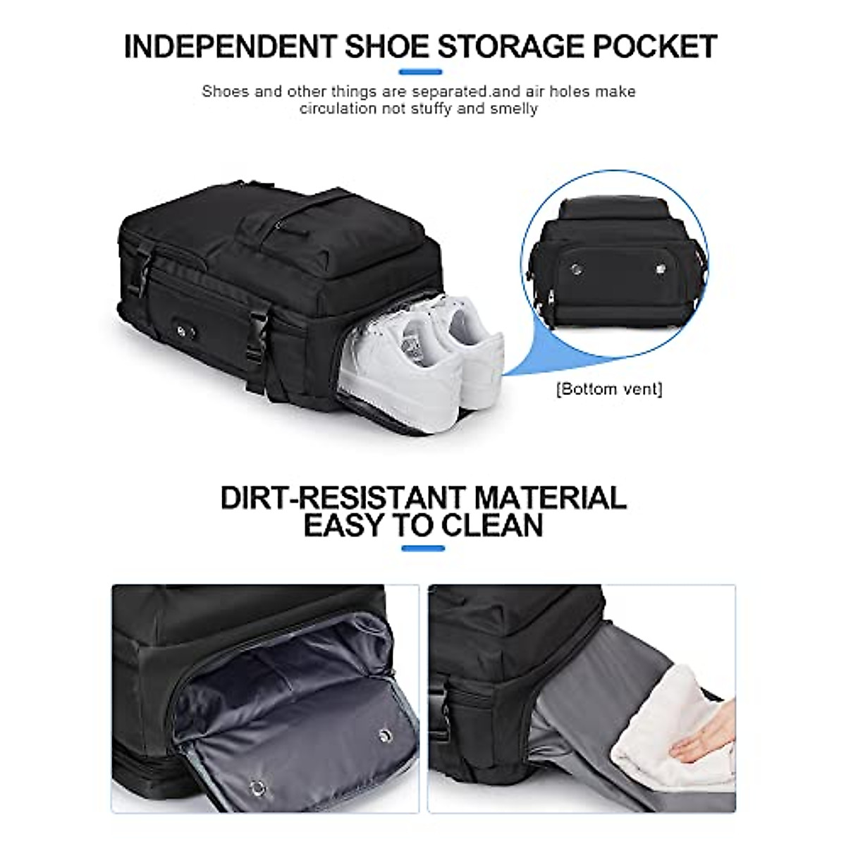 winspansy Large Travel Backpack for Women Men Carry on Backpacks Waterproof Flight Approved Personal Item Bags Luggage Backpacks Fit for 17 Inch Laptop Business Work,Mochila de Viaje