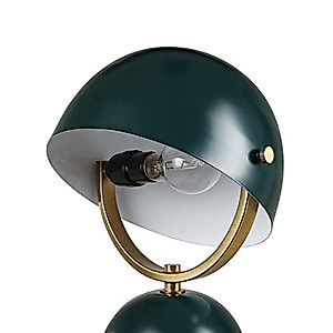 Globe Electric 52973 12.5" Desk Lamp, Matte Green, Matte Brass Accent, Black Fabric Cord, in-Line On/Off Rocker Switch, Title 20 LED Bulb Included, Home Décor, Desk Lamps for Home Office