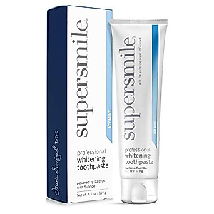 Supersmile Professional Teeth Whitening Toothpaste with Fluoride - Clinically Proven to Remove Stains & Whiten Teeth Up to 6 Shades - Enamel Strengthening - No Sensitivity (Icy Mint, 4.2 Oz)