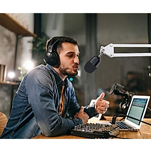 YOUSHARES Razer Seiren Mini Boom Arm with Pop Filter - Mic Stand with Foam Cover Windscreen Compatible with Razer Seiren Mini Streaming Microphone(White)