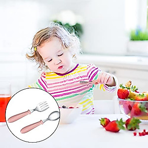 6 Pcs Toddler Utensils Set, Baby Silverware Set, Stainless Steel Toddler Forks and Spoons, Children Baby Spoons and Forks Cutlery Set with Round Handle, Dishwasher Safe