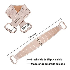 BAIMEI Shower Silicone Back Scrubber, Handle Body Washer, Exfoliating Texture Scrubbing Pad for Shower (Pink)