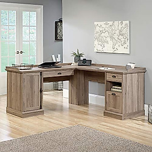 Sauder Barrister Lane L-Desk, Salt Oak finish