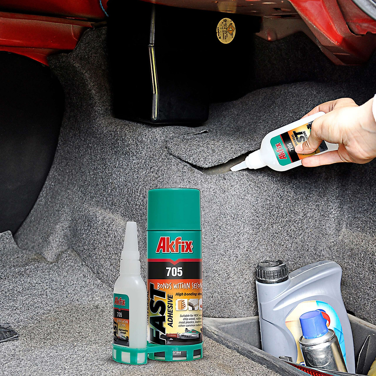 Akfix 705 Super CA Glue 2-Pack (2 X 1.76 oz) with Spray Activator (2 X 6.76 floz). Wood, Metal, Plastic, Leather, Crafts. Clear CA Glues